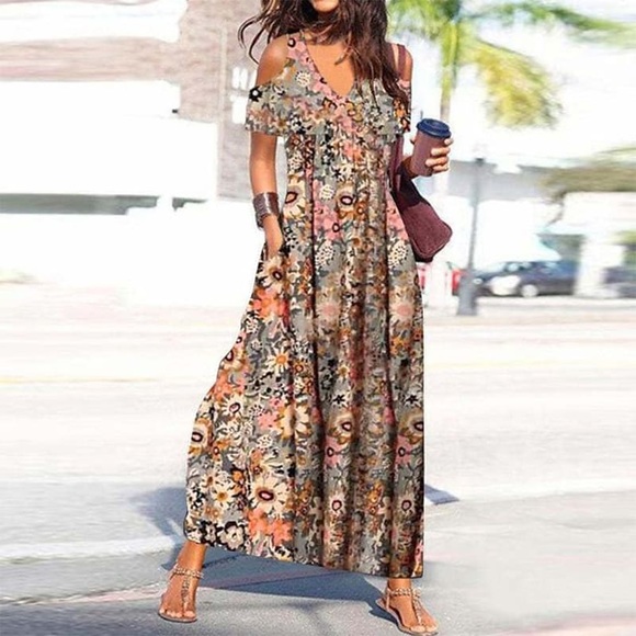 Tlora | Dresses | Nwt Tlora Maxi Dress With Rings On Shoulders And ...